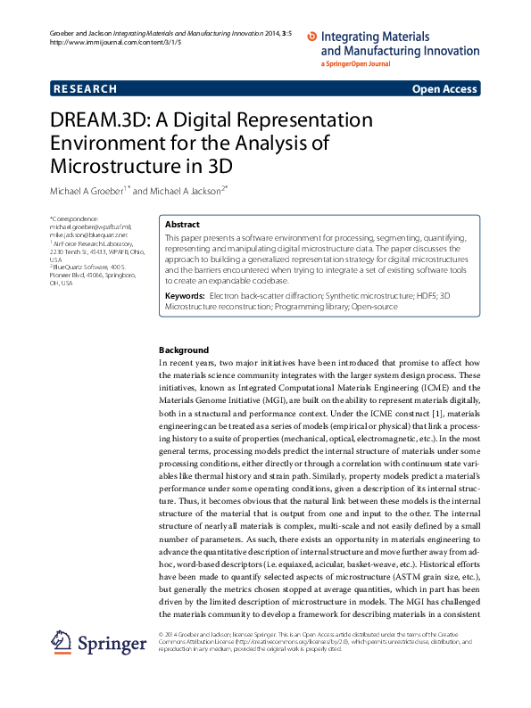 (PDF) DREAM.3D: A Digital Representation Environment for the Analysis ...