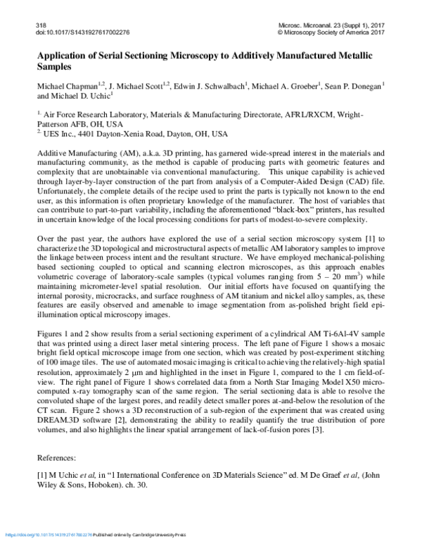 (PDF) Application of Serial Sectioning Microscopy to Additively ...