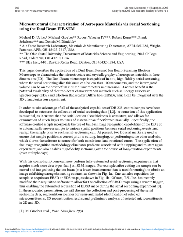 (PDF) Microstructural Characterization of Aerospace Materials via Serial Sectioning Using the ...