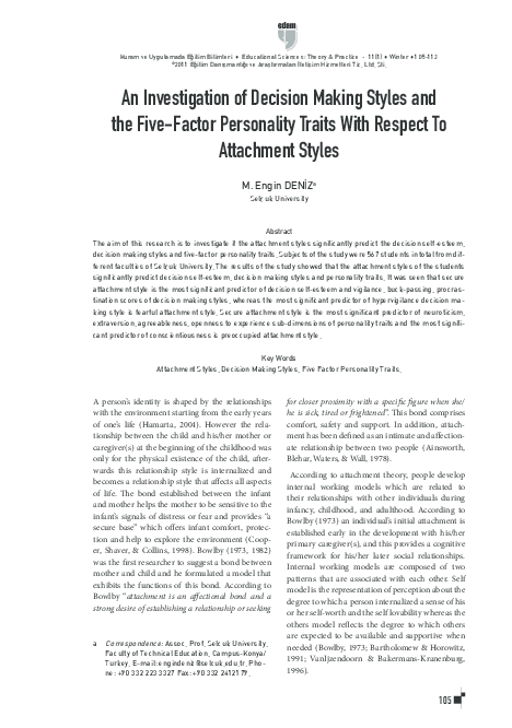 (PDF) An Investigation of Decision Making Styles and the Five-Factor Personality Traits With ...