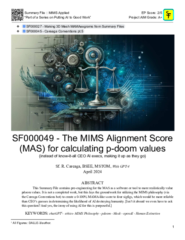 (PDF) SF000049 -The MIMS Alignment Score (MAS) for calculating p-doom ...