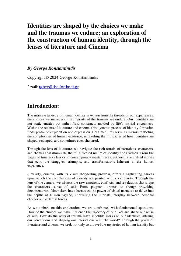 (PDF) Identities are shaped by the choices we make and the traumas we ...