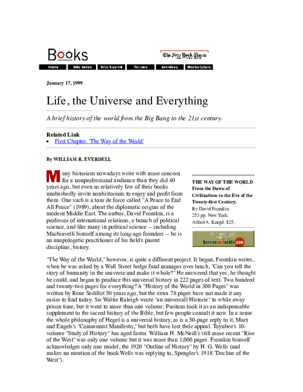 (PDF) Review: THE WAY OF THE WORLD From the Dawn of Civilizations to ...