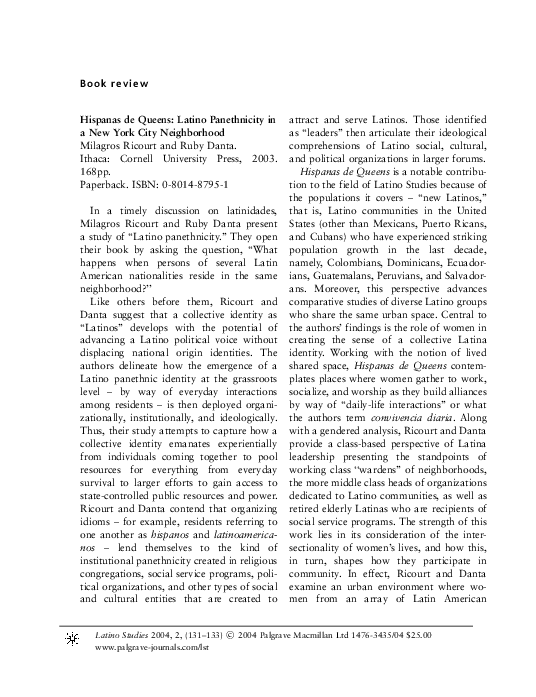 (PDF) Hispanas de Queens: Latino Panethnicity in a New York City ...