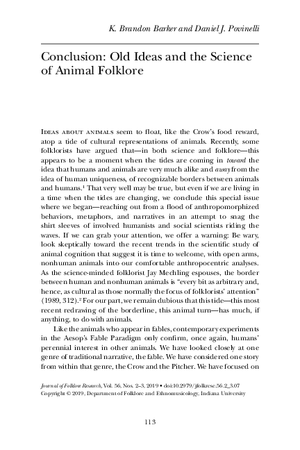 (PDF) Conclusion: Old Ideas and the Science of Animal Folklore