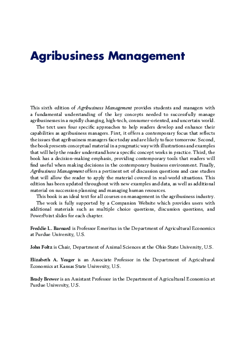 (PDF) Agribusiness Management