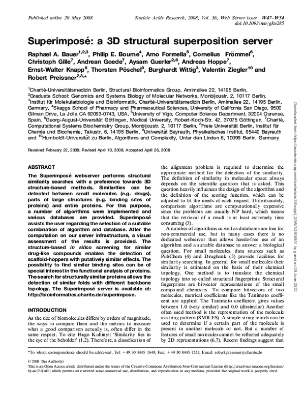 (PDF) Superimpose: a 3D structural superposition server