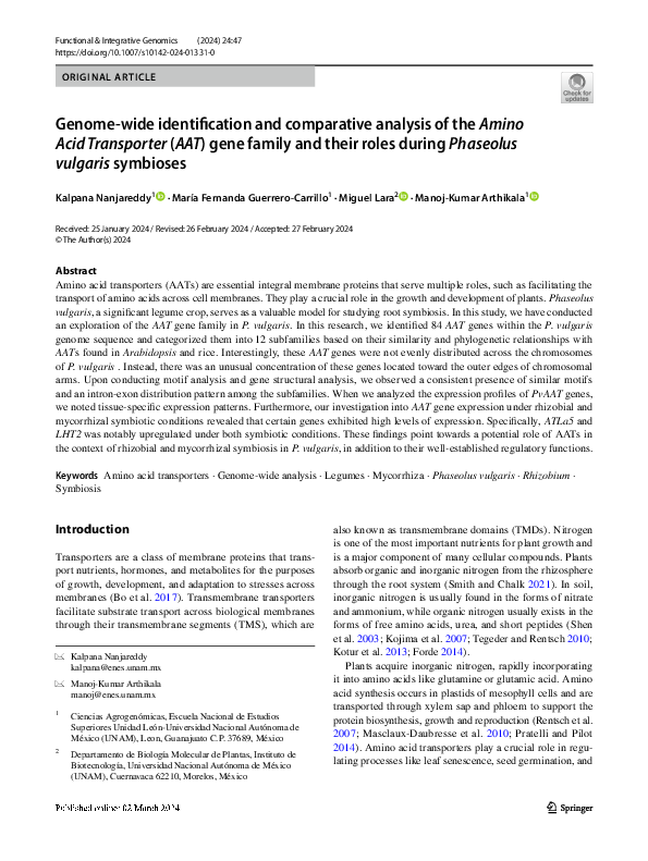 (PDF) Genome-wide identification and comparative analysis of the Amino Acid Transporter (AAT ...
