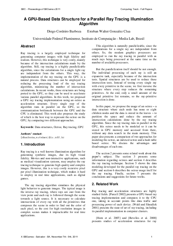 (PDF) GPU-Based Data Structure for a Parallel Ray Tracing Illumination Algorithm