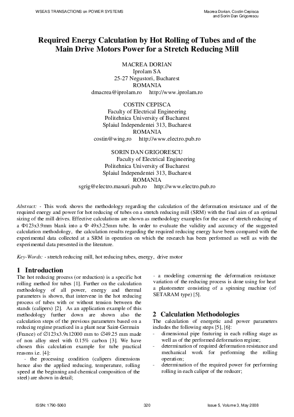 (PDF) Required Energy Calculation by Hot Rolling of Tubes and of the ...