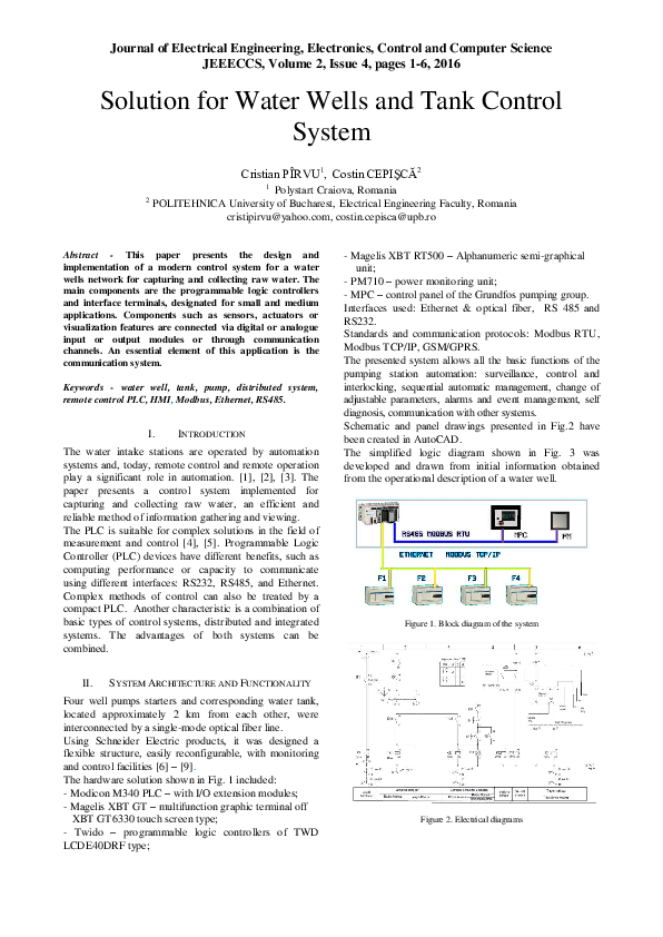 (PDF) Solution for Water Wells and Tank Control System