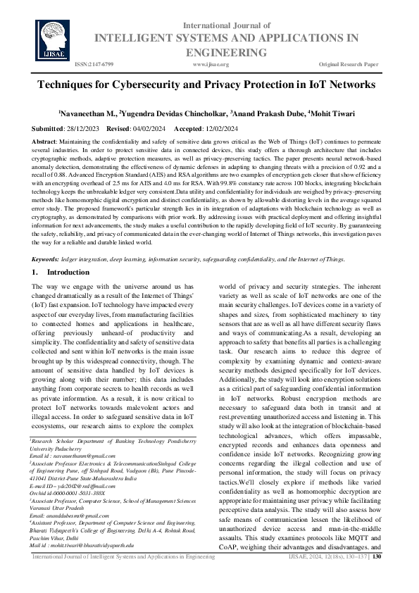 (PDF) Techniques for Cybersecurity and Privacy Protection in IoT Networks