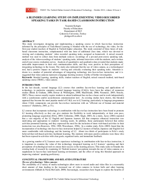 (PDF) A Blended Learning Study on Implementing Video Recorded Speaking ...