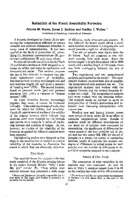 (PDF) Reliability of the Flesch readability formulas | Dr. Bradley ...