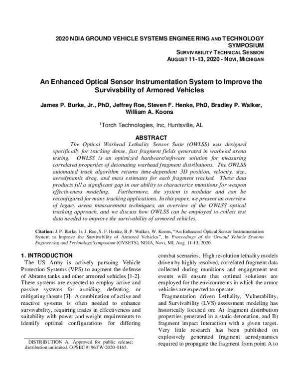 (PDF) An Enhanced Optical Sensor Instrumentation System to Improve the Survivability of Armored ...