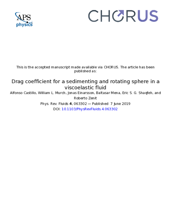 (PDF) Drag coefficient for a sedimenting and rotating sphere in a ...