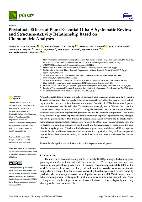 (PDF) Phytotoxic Effects of Plant Essential Oils: A Systematic Review ...