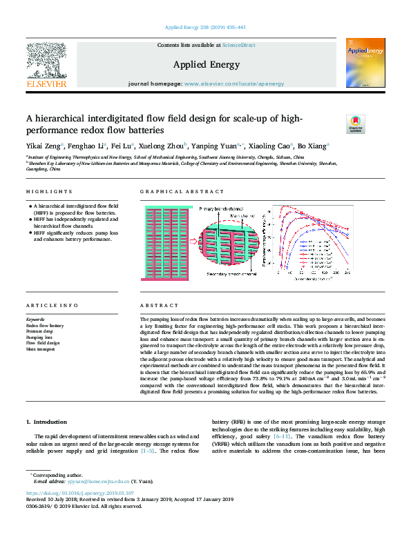 (PDF) A hierarchical interdigitated flow field design for scale-up of ...