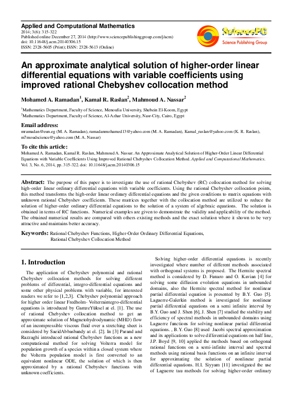 (PDF) An Approximate Analytical Solution of Higher-Order Linear ...