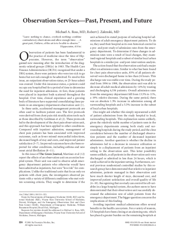 (PDF) Observation services—past, present, and future