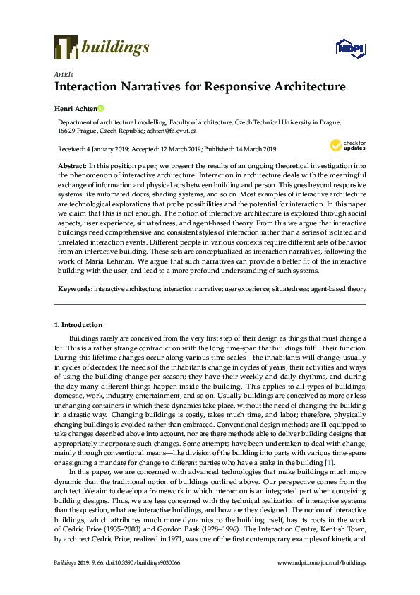 (PDF) Interaction Narratives for Responsive Architecture