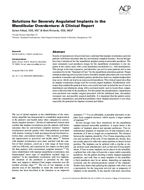(PDF) Solutions for Severely Angulated Implants in the Mandibular ...