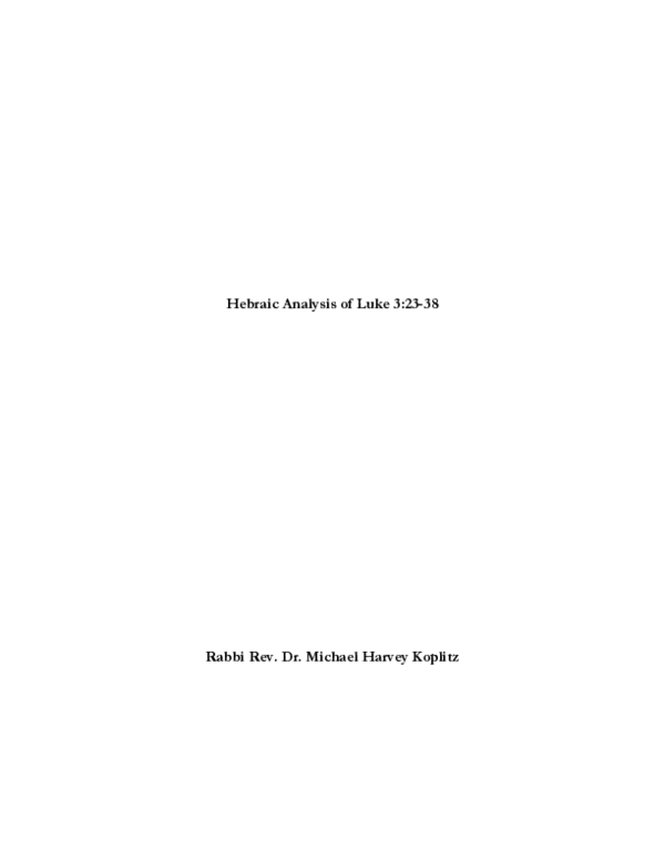 (PDF) Hebraic Analysis of Luke 3:23-38