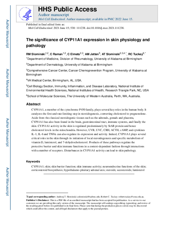 (PDF) The significance of CYP11A1 expression in skin physiology and ...