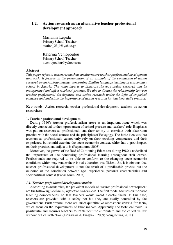(PDF) Action research as an alternative teacher professional ...