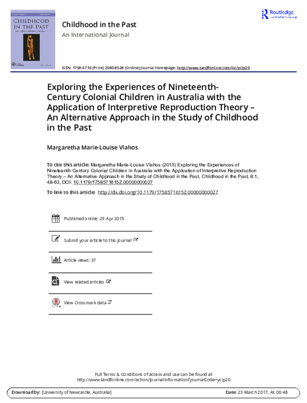 (PDF) Exploring the Experiences of Nineteenth-Century Colonial Children ...