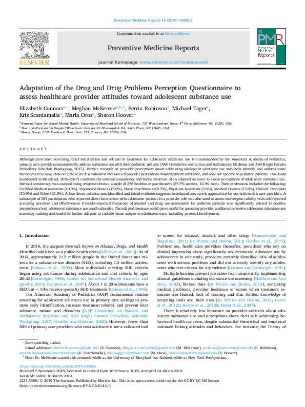 (PDF) Adaptation of the Drug and Drug Problems Perception Questionnaire ...