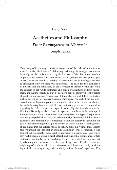 (PDF) Aesthetics and Philosophy From Baumgarten to Nietzsche