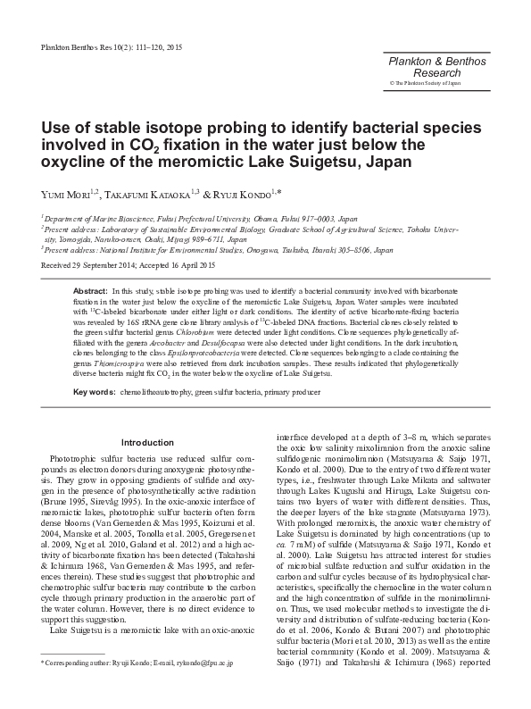 (PDF) Use of stable isotope probing to identify bacterial species ...