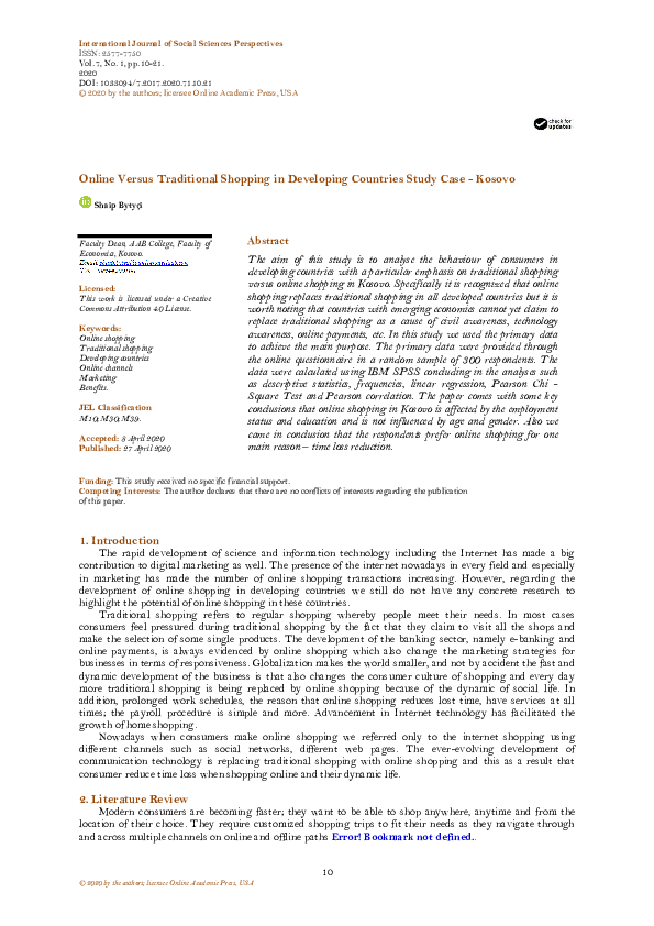 (PDF) Online Versus Traditional Shopping in Developing Countries Study ...