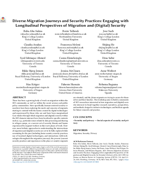 (PDF) Diverse Migration Journeys and Security Practices: Engaging with ...