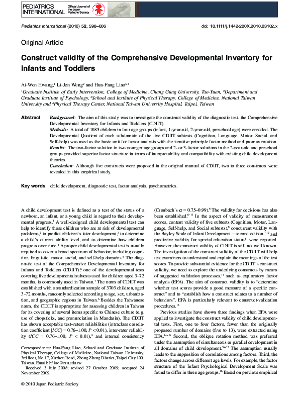 (PDF) Construct validity of the Comprehensive Developmental Inventory ...