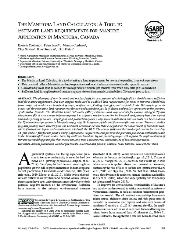 (PDF) The Manitoba Land Calculator: A Tool to Estimate Land ...