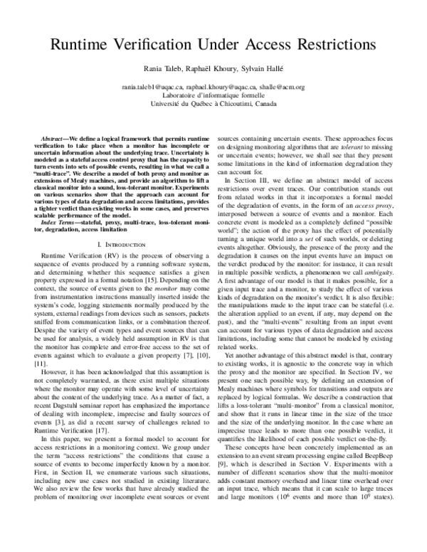 (PDF) Runtime Verification Under Access Restrictions