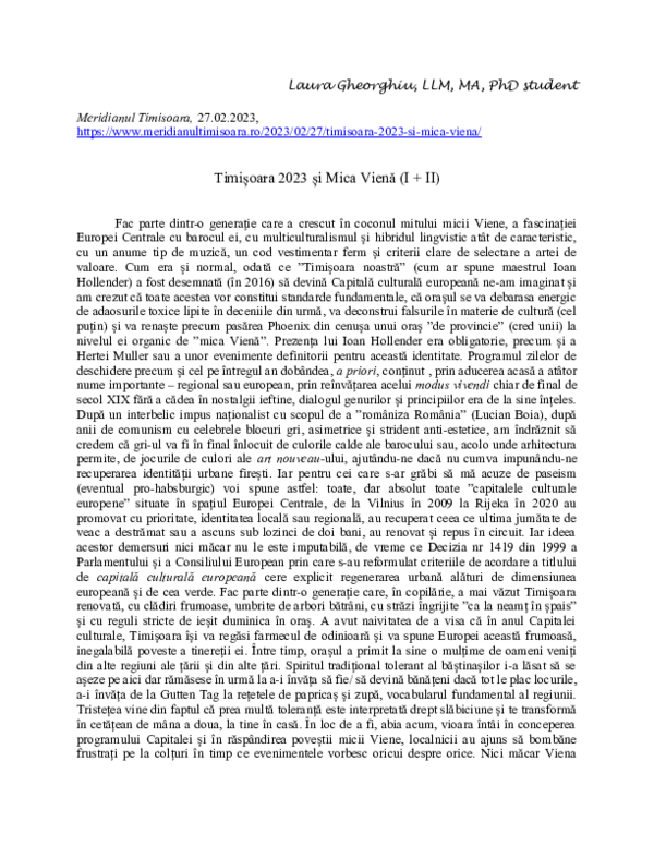 (PDF) Timisoara The Little Vienna