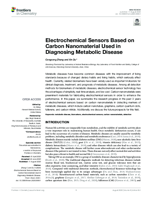 (PDF) Electrochemical sensors based on carbon nanomaterials for ...