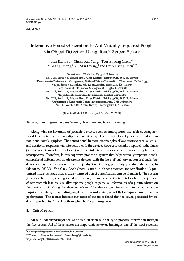 (PDF) Interactive Sound Generation to Aid Visually Impaired People via ...