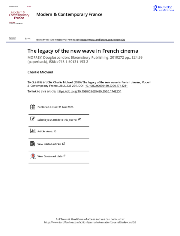 (PDF) The legacy of the new wave in French cinema