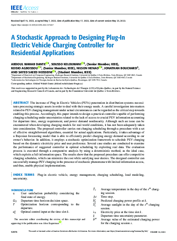 Pdf A Stochastic Approach To Designing Plug In Electric Vehicle Charging Controller For