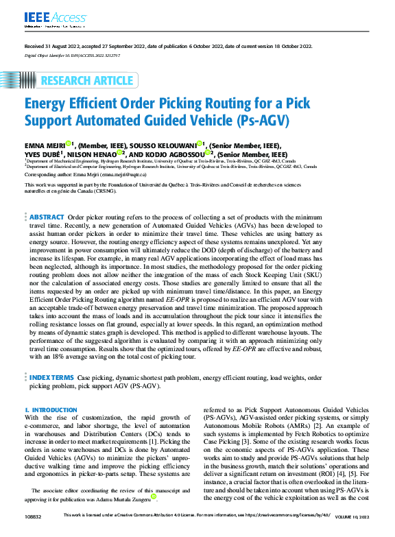 (PDF) Energy Efficient Order Picking Routing for a Pick Support ...