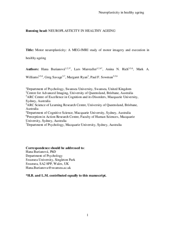 (PDF) Motor neuroplasticity: A MEG-fMRI study of motor imagery and ...