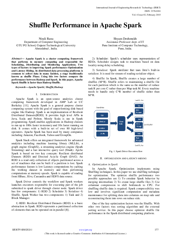 (PDF) Shuffle Performance in Apache Spark