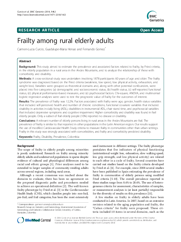 (PDF) Frailty among rural elderly adults