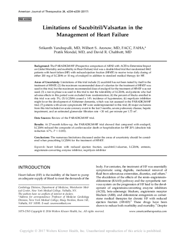 (PDF) Limitations of Sacubitril/Valsartan in the Management of Heart ...