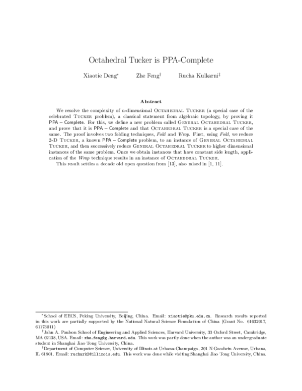 (PDF) Octahedral Tucker is PPA-Complete