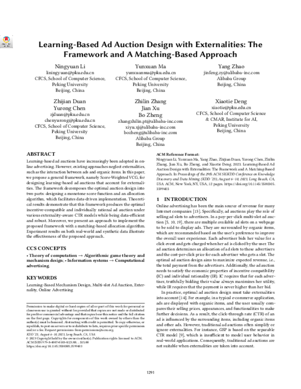 (PDF) Learning-Based Ad Auction Design with Externalities: The Framework and A Matching-Based ...